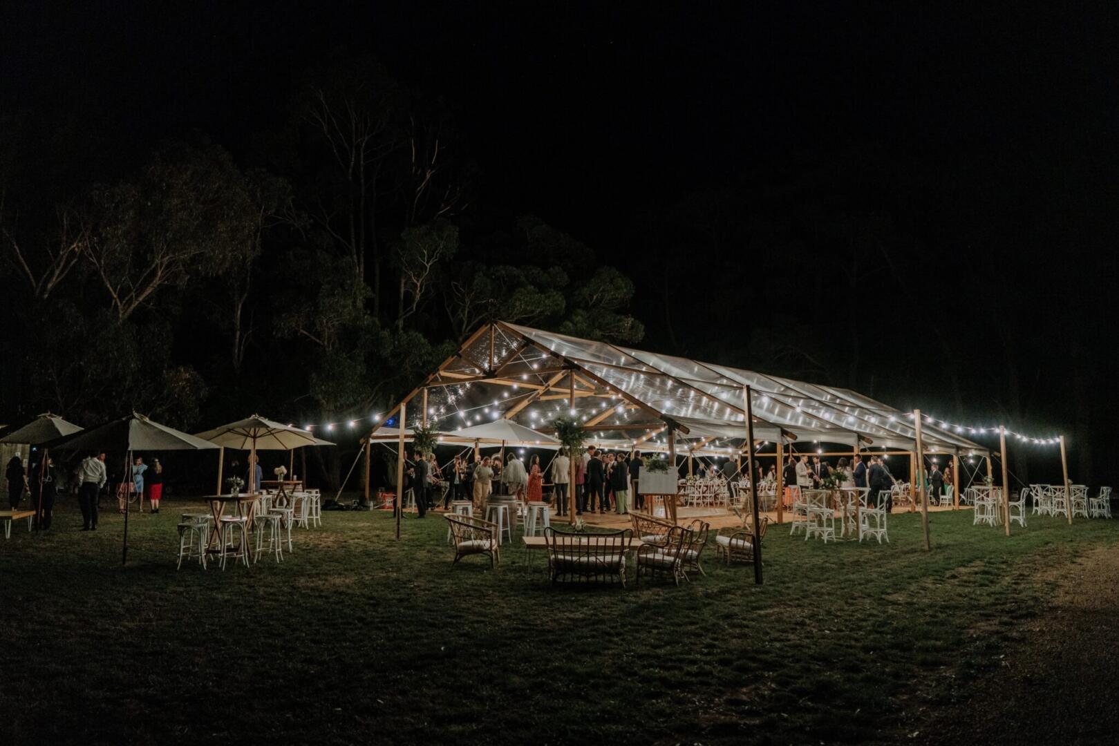 Festoon Light Installation- Marquee Alfresco Space - Elderberry Event Hire