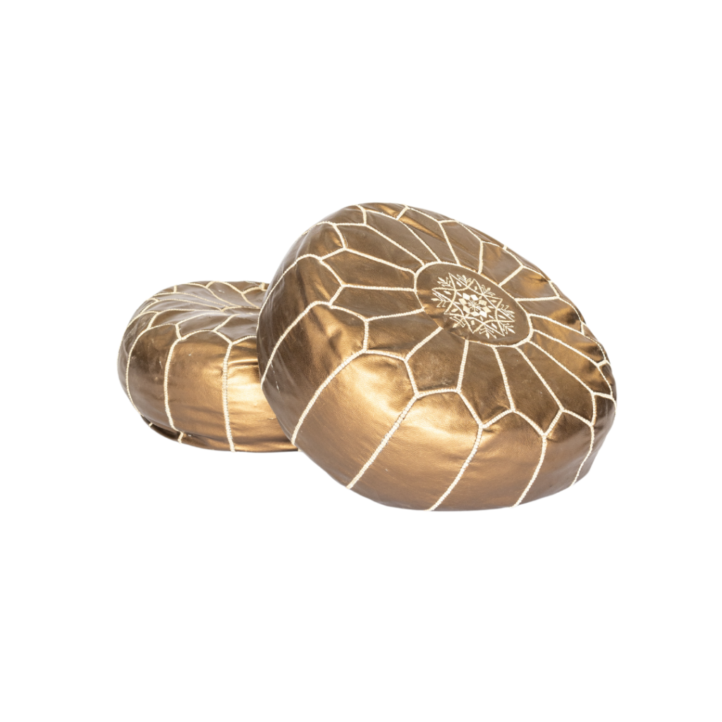 Moroccan Pouf – Gold Round - Elderberry Event Hire