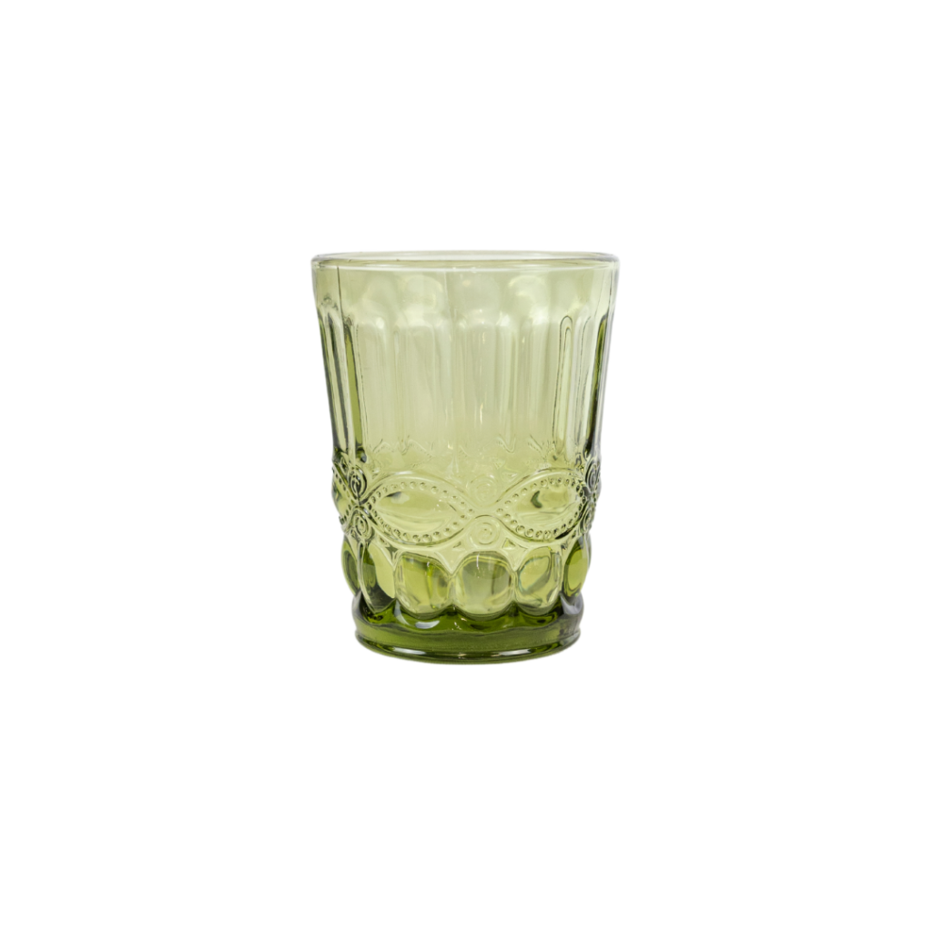 Boho Water Glasses – Green - Elderberry Event Hire